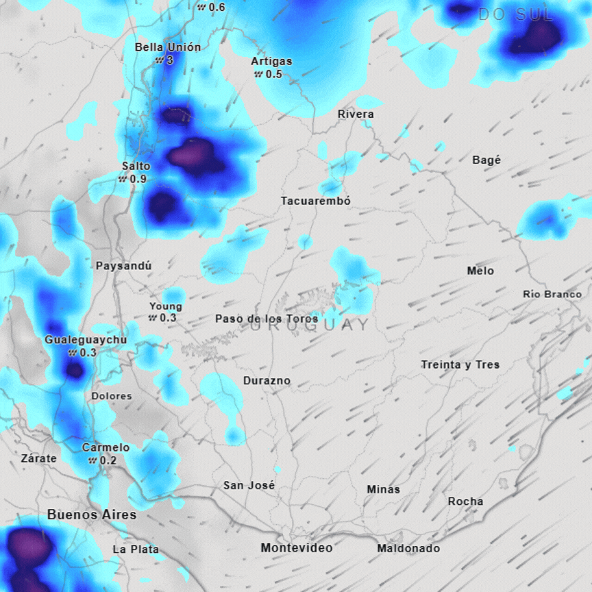 Así avanzan las lluvias y tormentas previo a la llegada del ciclón subtropical Biguá
