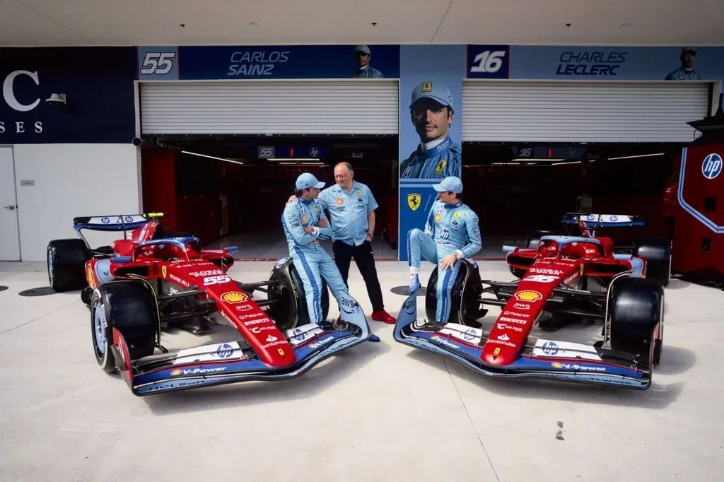 Ferrari se puso la celeste y dejó su tradicional uniforme rojo; mirá ...