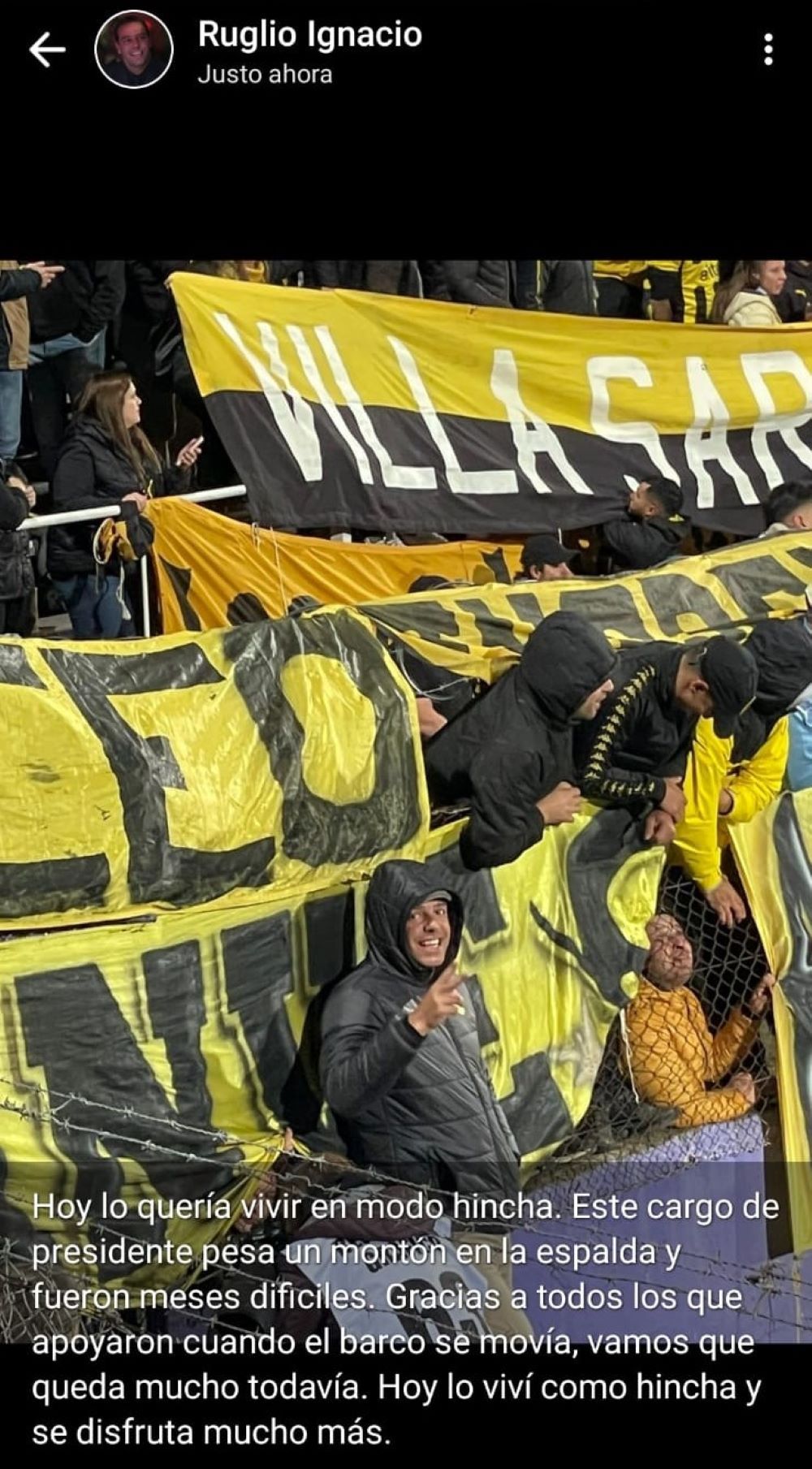 En modo hincha: mirá desde dónde vio Ignacio Ruglio, presidente de ...
