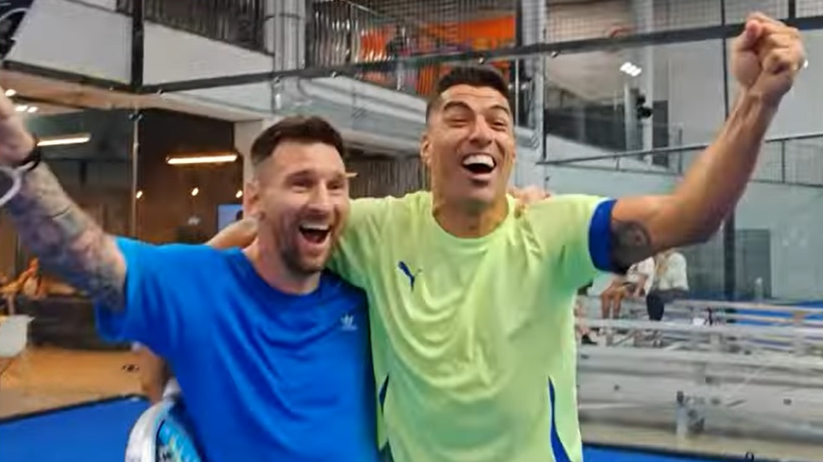 El video viral que muestra a Luis Suárez y a Lionel Messi ganando un partido de pádel