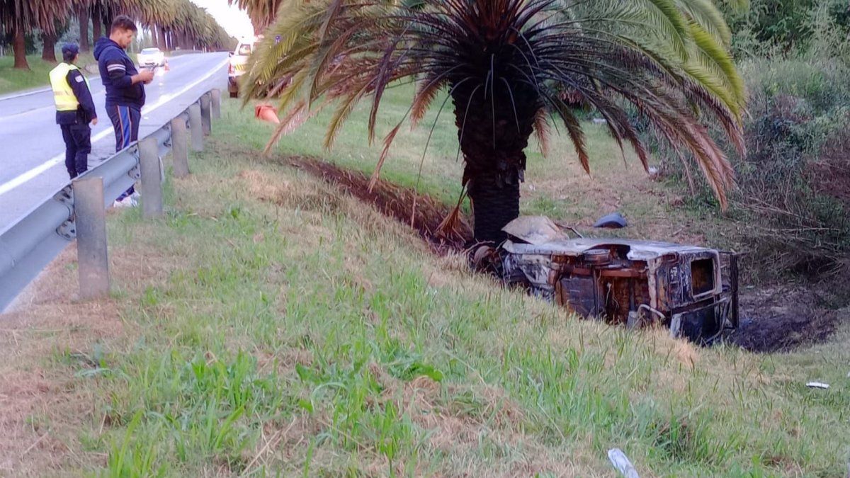 Accidente fatal en Colonia: un hombre murió tras despistar y chocar contra una palmera en Ruta 1