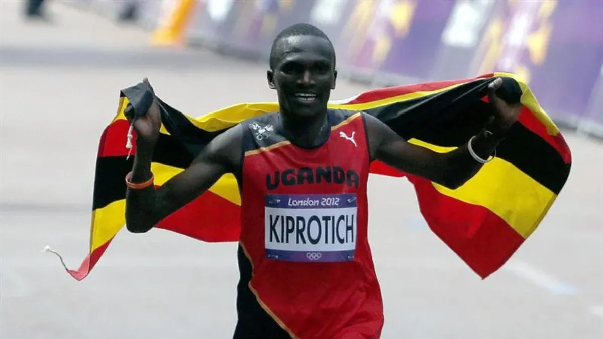 Stephen Kiprotich de Uganda ganó la Medalla de Oro en la maratón masculina
